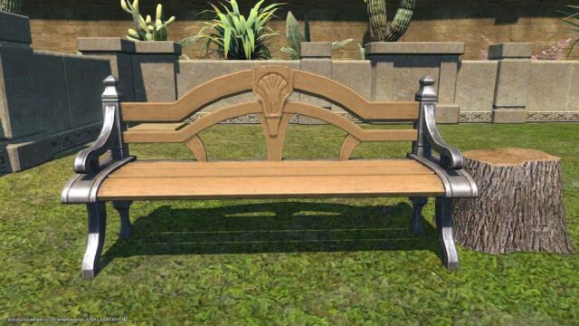 「オークガーデンベンチ -Oaken Bench-」の詳細紹介｜FF14ハウジング家具データベース|HOUSING COLLECTION