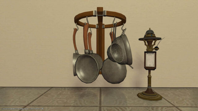 「ポットハンガー -Wall-mounted Pot Rack-」の詳細紹介｜FF14ハウジング家具データベース|HOUSING COLLECTION